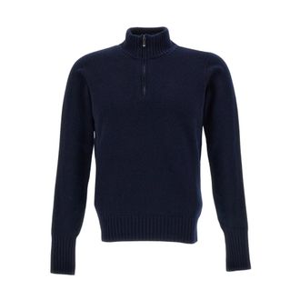 Drumohr Pullover mit halbem Rei&szlig;verschluss - - Knitwear - Herren - Blau - 2XL