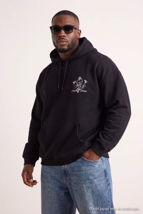Trendyol MAN Herren Schwarz Gebl&uuml;mt Lang Oversize Gro&szlig;e Gr&ouml;&szlig;en Sweatshirts