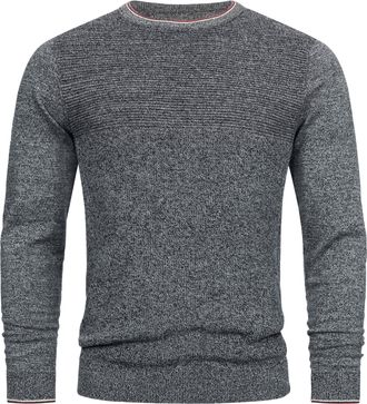 Indicode Herren INReign Feinstrickpullover mit Rundhals-Ausschnitt | Strickpullover aus Baumwolle Dark Navy, XXL