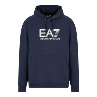 Emporio Armani Emporio Armani Ea7, Homme, Sweatshirts et sweats &agrave; capuche, Bleu, Taille: S Sweat &agrave; Capuche en Coton Bleu avec Logo