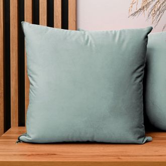 MG Design 2er Set Kissenbez&uuml;ge 45 x 45 cm in Blau - mit Rei&szlig;verschluss, samtig-weich mit dezentem Schimmer, pflegeleicht & langlebig