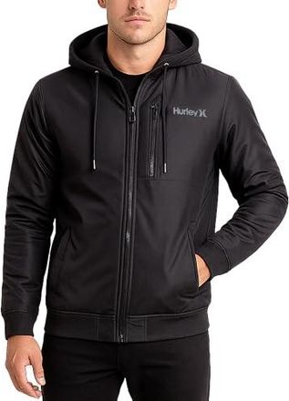 Hurley Veste bomber confortable Skyler doubl&eacute;e Sherpa avec fermeture &eacute;clair int&eacute;grale pour homme - Veste d&eacute;contract&eacute;e pour homme (S-XL), noir, X-Large