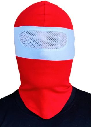 PG Wear Sturmhaube Streifen und Uni viele Farben (rot/wei&szlig; mit Netz), S-M