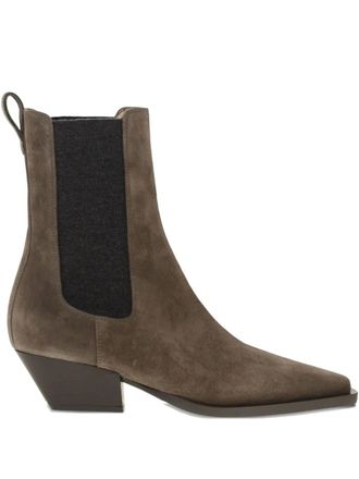 Brunello Cucinelli bottines dinspiration western 45 mm &agrave; empi&egrave;cement &eacute;lastique - Marron