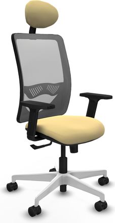 Piqueras y Crespo Arbeitsstuhl Zulema mit 2D-Armen, h&ouml;henverstellbarer Lendenwirbelst&uuml;tze und festem Kopfteil, ausgestattet mit 3 Positionen und Schneidschaum, Grau/Cre