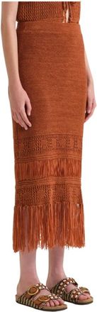 Maliparmi Maliparmi, Femme, Jupes, Brun, Taille: 42 FR Gonna Midi in Maglia