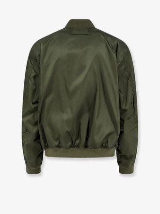 Balenciaga Mens Nylon Bomber Jacket Green With Orange Lining Polyamide