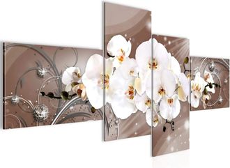 Runa Art Wandbilder Set XXL Blumen OrchideeWohnzimmer Schlafzimmer Beige Braun 4 Teilig - Made in Germany - 006345b