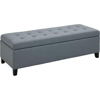 HOMCOM Sitzbank mit Stauraum, Polsterbank mit Deckel, Leinenoptik, Bettbank Truhenbank, Aufbewahrungsbank f&uuml;r Wohnzimmer, Schlafzimmer, 125 x 49 x