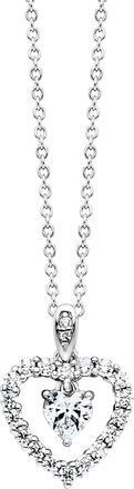Julie Julsen Anh&auml;nger mit Kette 925/- Sterling Silber rhodiniert Herz mit Zirkonia wei&szlig;