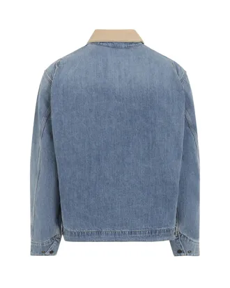 Carhartt Work in Progress Mens Jacket Og Detroit Blue-Dusty H Brown Cotton Camano Denim Blue/dusty camano