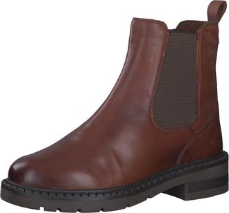 Marco Tozzi Damen Chelsea Boots aus Leder mit Reißverschluss, Braun (Cognac), 40 EU