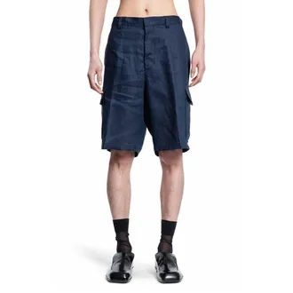 Prada Mens Blue Linen Bermuda Shorts