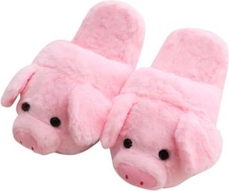Supvox Pantoufles Chaudes en Peluche Rose de Cochon pour Femmes Semelle Antid&eacute;rapante Cousue Taille Unique 35-38 pour Int&eacute;rieur et Ext&eacute;rieur