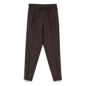 Antonelli Femme, Pantalons, Brun, Taille: 44 FR Rosalba Pantaloni elasticizzati orlo risvolto