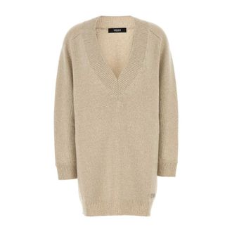 Versace Beiger Wollmischung Pulloverkleid - - Knitwear - Damen - Beige - L
