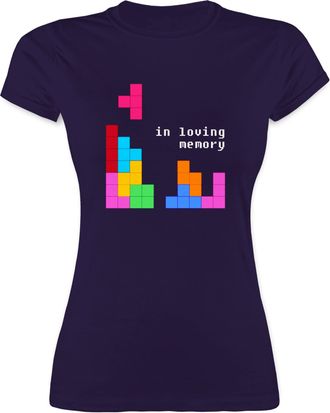 Shirtracer Shirt Damen - Nerd Geschenke - Tetris in Loving Memory - M - Lila - t-Shirts aus den 90er geekshirt zocker Gamer Tshirt 90 er Geek t zocken Gaming t-S