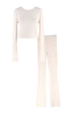 Magda Butrym Cream Knitted Cardigan And Flares Set Size XS