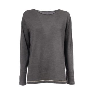 Le Tricot Perugia Pullover aus reiner Wolle mit Lurex-Detail - - Knitwear - Damen - Grau - S