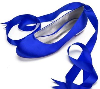 Generic Chaussures De Mariage De Mari&eacute;e Ballet Flat Femmes Satin&eacute;e Rond Plates &Eacute;t&eacute; Dress F&ecirc;te Plates 2Cm,Bleu,40 EU