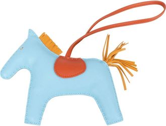 Herm&egrave;s Halskette - Hermes Tricolor Leather Big Rodeo Pendant - Gr. unisize - in Blau - f&uuml;r Damen