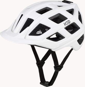 KED Cycling Offroad Fahrradhelm Crom White matt / 52-58 (M) K-Fit Black Clear Fidlock Insektenschutznetz QUICKSTOPP Gurtenlängeneinstellung FIDLOCK Gurtverschluss