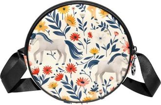 Generic Sac &agrave; bandouli&egrave;re rond pour femme, petit sac &agrave; bandouli&egrave;re avec fermeture &eacute;clair et bretelles r&eacute;glables style d&eacute;contract&eacute; pour femmes et filles
