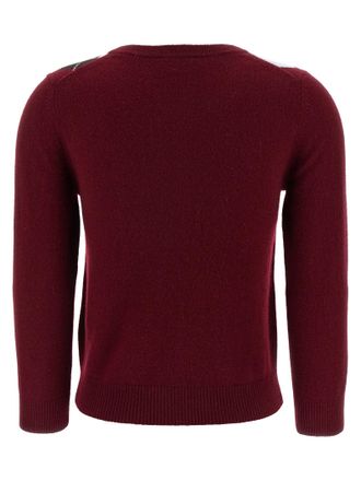 Ganni Argyle Merino Wool and Cashmere Cardigan - Burgundy