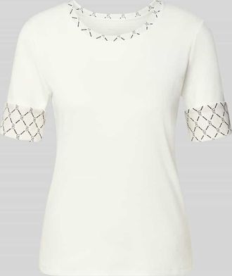 Marc Cain T-Shirt in Ripp-Optik mit Rundhalsausschnitt