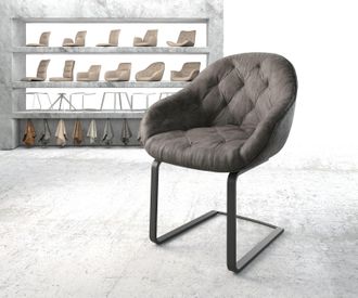 DELIFE Schwingstuhl Gaio-Flex Anthrazit Vintage Freischwinger flach Schwarz, Esszimmerst&uuml;hle