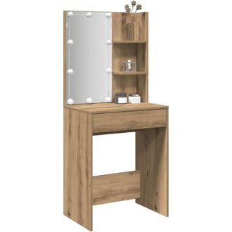 vidaXL Coiffeuse avec led ch&ecirc;ne artisanal 60x40x140 cm - Vidaxl
