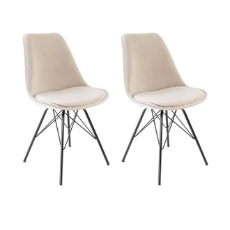 Kick Collection 2er Set Esszimmerst&uuml;hl Velvet - Samt - Champagner - Modern und Hochwertig - Samtstoff und Metall - Erh&auml;ltlich in vielen Farben