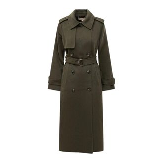 Michael Kors Femme, Manteaux, Vert, Taille: 36 FR Wool Blend Belted Coat