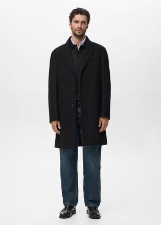 Mango Langer Wollmantel schwarz - Herren - XL - MANGO MAN