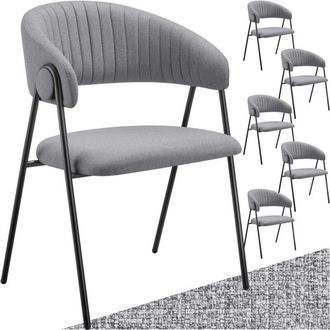 TecTake Tectake - Lot 6 Fauteuils rembourr&eacute; ergonomique en tissu 150kg max gris
