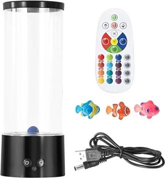 Generic Lampe tube &agrave; bulles, lumi&egrave;re sensorielle LED &agrave; changement de couleur, d&eacute;coration daquarium t&eacute;l&eacute;command&eacute;e avec poisson flottant, lueur relaxante pour, 