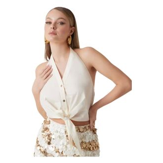 Marciano Femme, Tops, Blanc, Taille: 38 FR Haut Pat &agrave; nouer