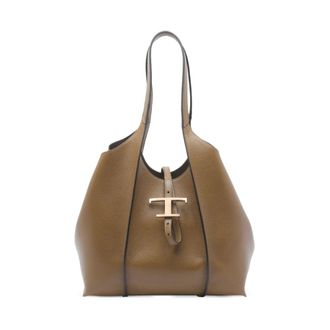 Tod's Braune Leder-T-Schnalle Handtasche mit Tasche - - Bags - Damen - Braun - ONE SIZE