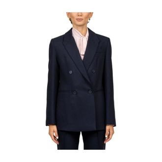 Semicouture Femme, Vestes, Bleu, Taille: 38 FR Veste Bleue &agrave; Double Boutonnage en Flanelle