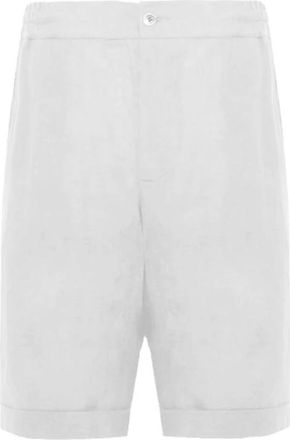 Alpha Studio Homme, Shorts, Blanc, Taille: M Shorts Bermuda en lin blanc à taille élastique