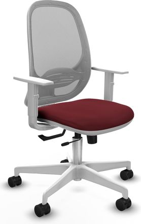 Piqueras y Crespo Cilanco B&uuml;rostuhl mit wei&szlig;en Armlehnen, ausgestattet mit Syncro/Traslack und Schneideschaum, mit Rollen 65 mm, Nylon, Grau/Granatrot