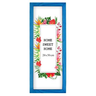 MG Design Blau Bilderrahmen 20 x 50 cm - Aus echtem Holz mit Acrylglas, zum Aufhängen & Aufstellen, für Fotos, Poster & Puzzle