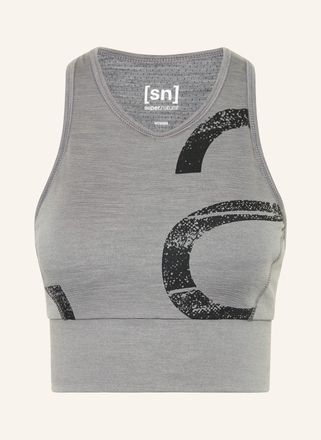 super.natural Cropped-Funktionstop Capital Logo Mit Merinowolle grau
