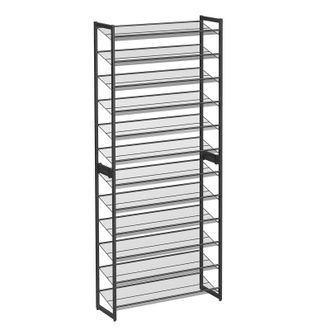 Songmics Schuhregal mit 12 Ebenen, Schuh-Organizer, aus 2 stapelbaren 6-stufigen Regalen, für 48 bis zu 60 Paar Schuhe, verstellbare Gitterablagen, flach oder 