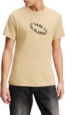 Karl Lagerfeld Homme T-Shirt Slim À Manches Courtes avec Logo Anneau Coupe Slim, Beige, S