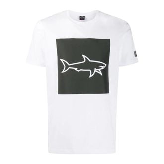 Paul & Shark Shark Print T-Shirt - - Tops - Herren - Wei&szlig; - S