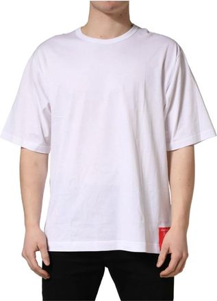 Dolce & Gabbana Homme, Tops, Blanc, Taille: L T-shirt &agrave; Manches Courtes et Col Rond