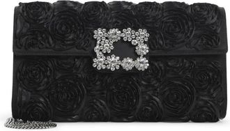 Roger Vivier Hobo Bags - Black Satin Envelope Flap Rose Flower Buckle Shoul - Gr. unisize - in Schwarz - für Damen