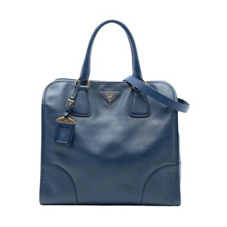 Prada Sacoche structur&eacute;e en cuir doccasion - Femme - Pre-owned - Bleu - Taille: ONE Size