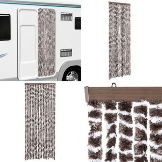 vidaXL Fliegenvorhang Braun und Wei&szlig; 56x200 cm Chenille - Fliegenvorhang - Insektenschutz - T&uuml;rvorhang - Privatsph&auml;re - W&auml;rmed&auml;mmung - Home & Living